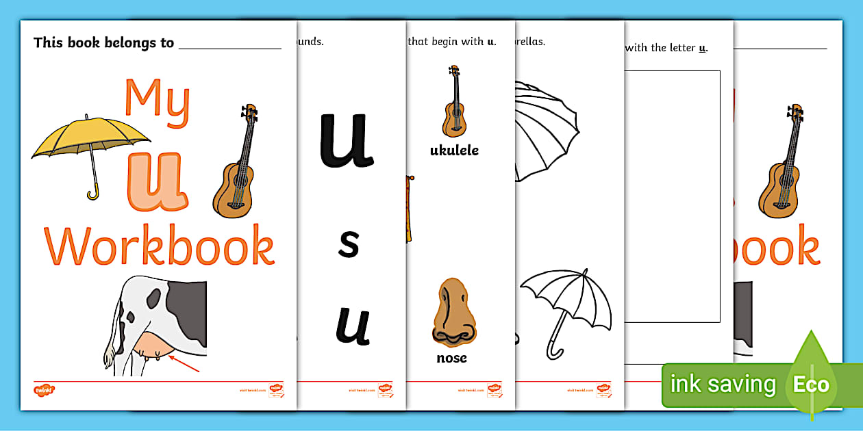 My Letter 'u' Workbook (K1) (professor feito) - Twinkl