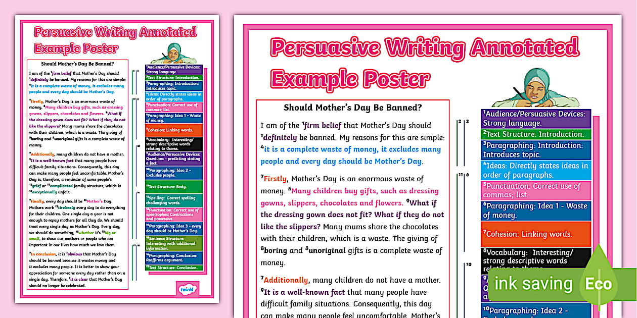 Y5 NAPLAN Persuasive Writing Annotated Example Poster