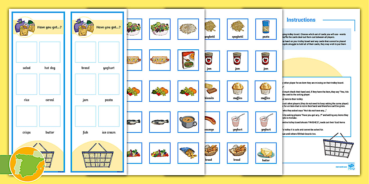 TEFL/ESL Food Vocabulary Shopping Game Phase 2