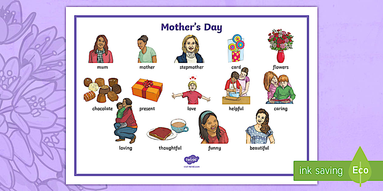 Mother's Day Illustrated Word Mat (teacher made) - Twinkl