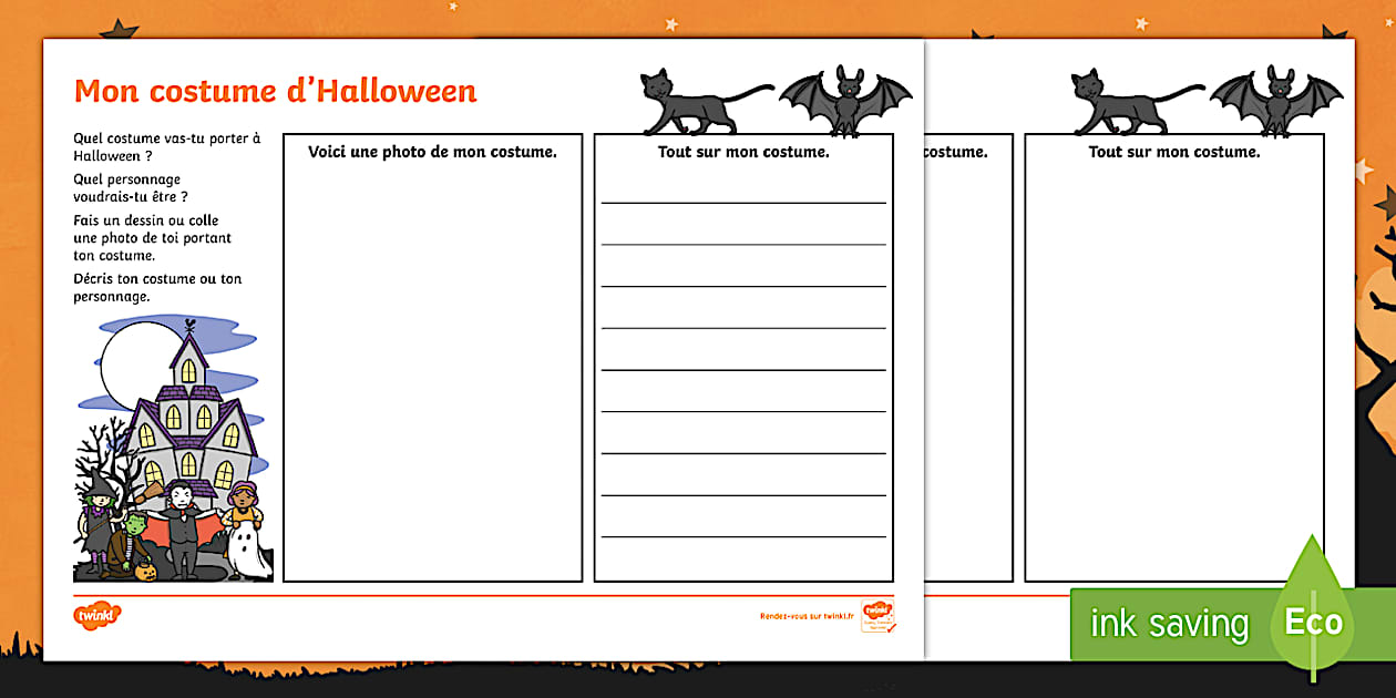 Feuille d'activités : Costume d'Halloween - Twinkl
