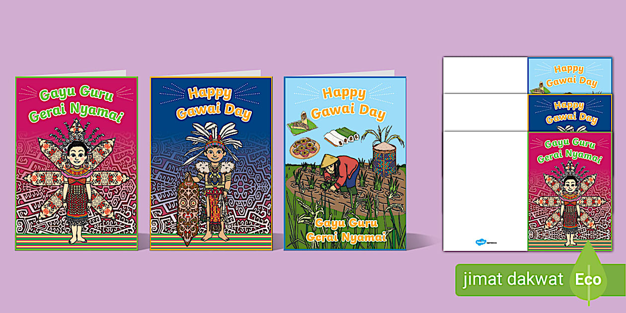 Gawai Greetings, Featuring Gawai Dayak Greeting Cards