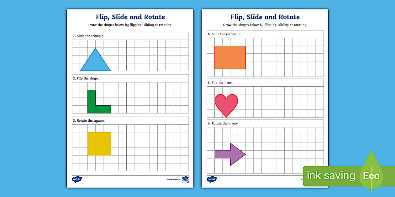 Flip, Slide and Rotate Worksheet / Worksheets - Twinkl