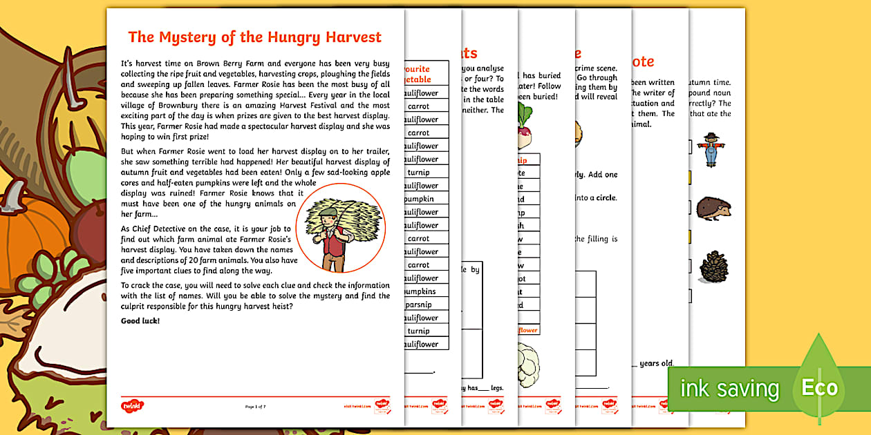 KS1 The Mystery of the Hungry Harvest Heist SPaG Problem-Solving ...