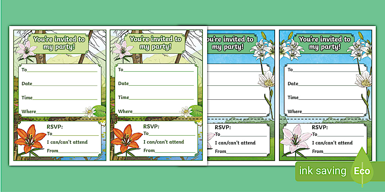 Lily Themed Party Invitations (teacher made) - Twinkl