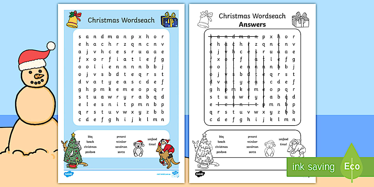 Australian Christmas Word Search | Primary Resources