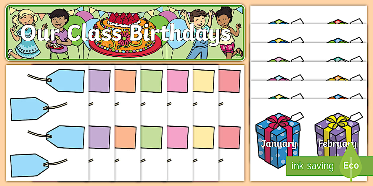 👉 Editable Birthday Chart Set: Presents - Primary Resources