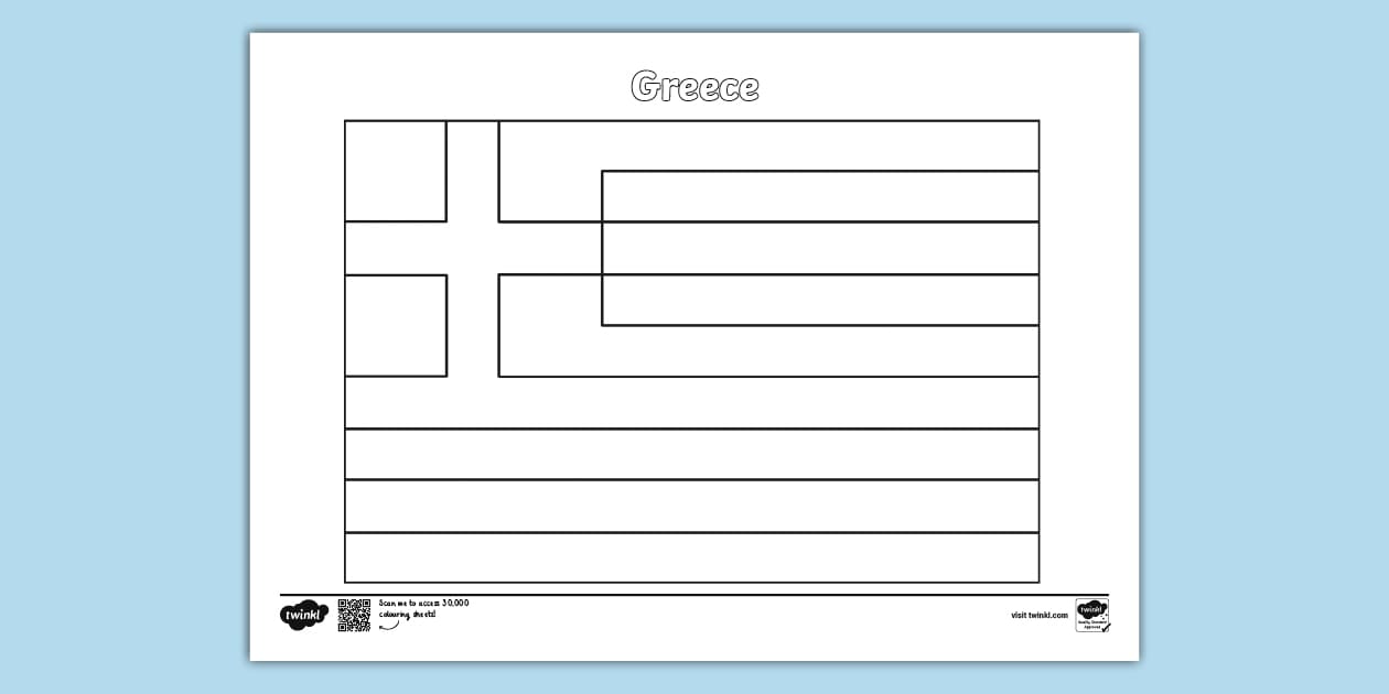 Greece Flag Colouring (teacher made) - Twinkl