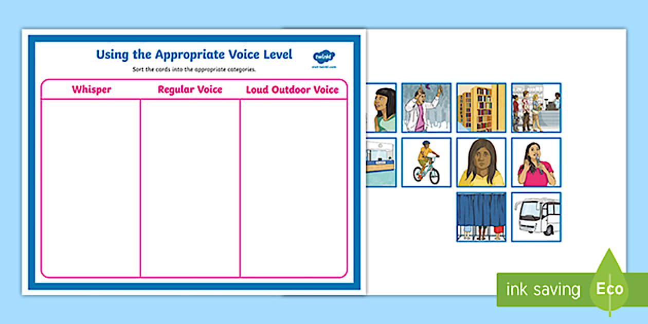Using the Appropriate Voice Level Sorting Cards - Twinkl