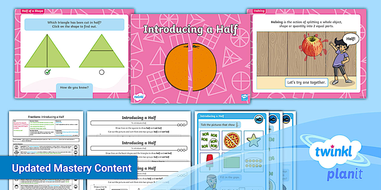 👉 Year 2 Fractions Introducing One Half PlanIt Maths Lesson 2