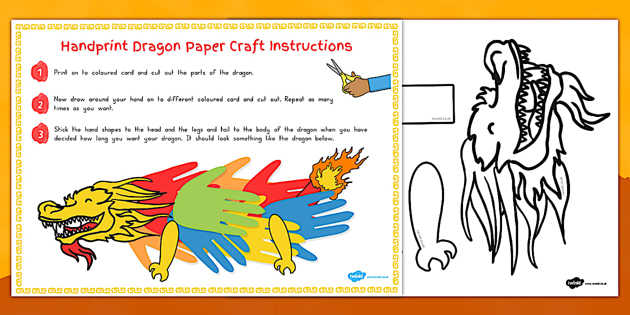 Chinese New Year Handprint Paper Dragon Craft - Twinkl