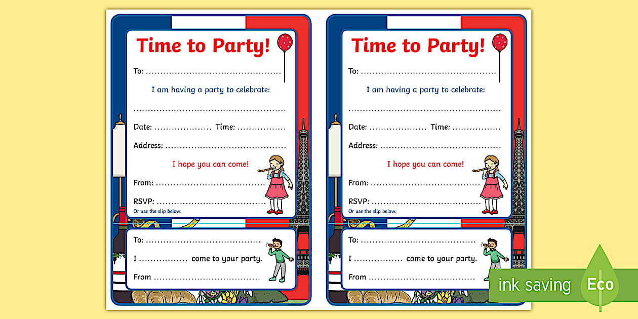 Birthday Party Invitation Template in French - Resources
