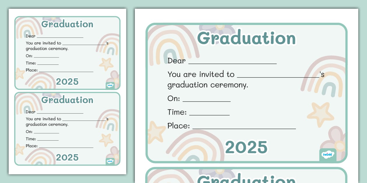 Editable Muted Rainbow Graduation Invitation | Twinkl
