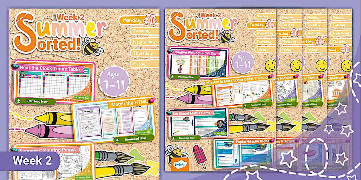 Week 2 Summer Activities Sorted (Ages 7 - 11) (teacher made)