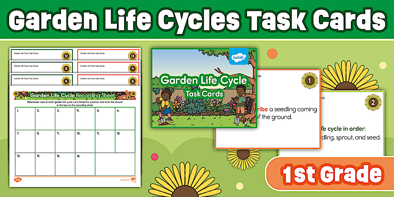 First Grade Garden Life Cycles Task Cards | Twinkl USA