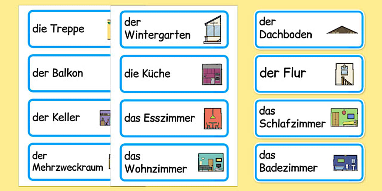 die Teile eines Hauses Word Cards German (teacher made)
