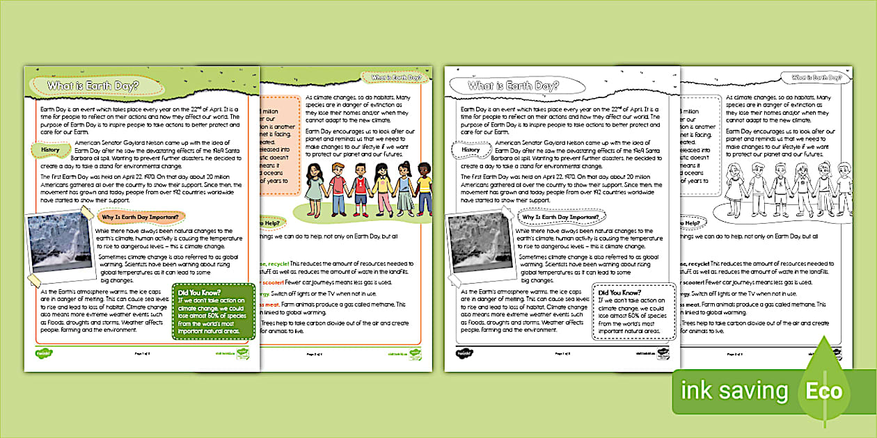 Earth Day History Facts Fact File | Grades K-3 | Twinkl