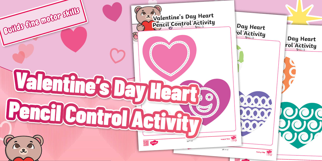 Valentine's Day Heart Pencil Control Activity English