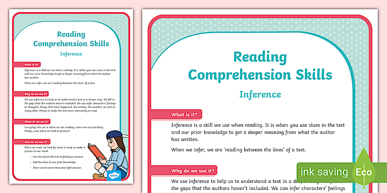 Reading Comprehension Skills: Inference Poster (Year 3-4)