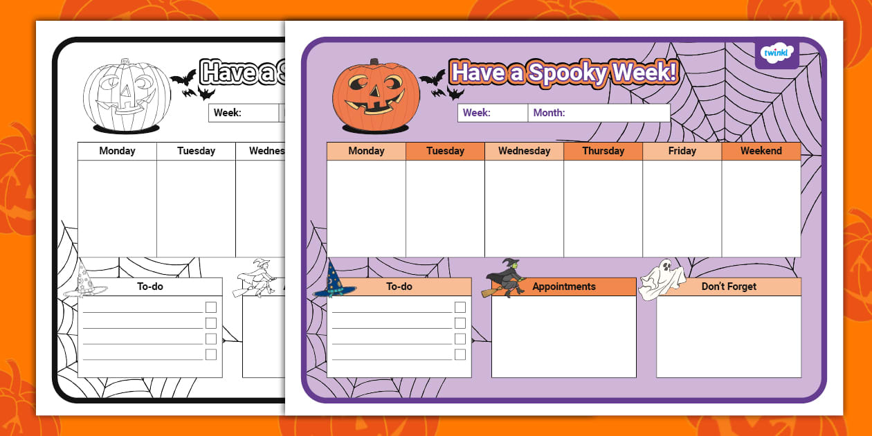Halloween Educator Weekly Planner (Teacher-Made) - Twinkl