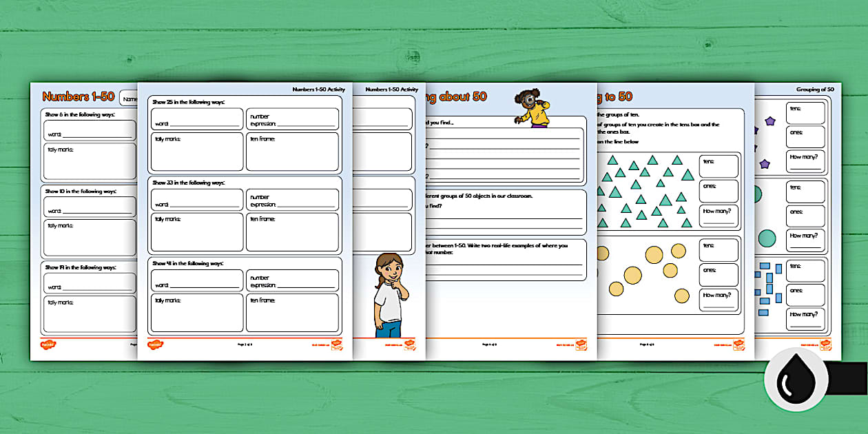 Reading and Representing Numbers to 50: Numbers 1-50 Activity Sheet