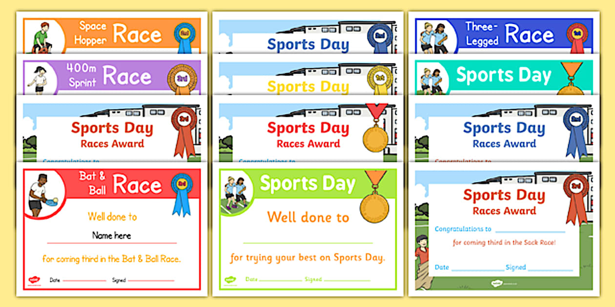 EYFS Races Sports Day Certificates Pack (teacher made)