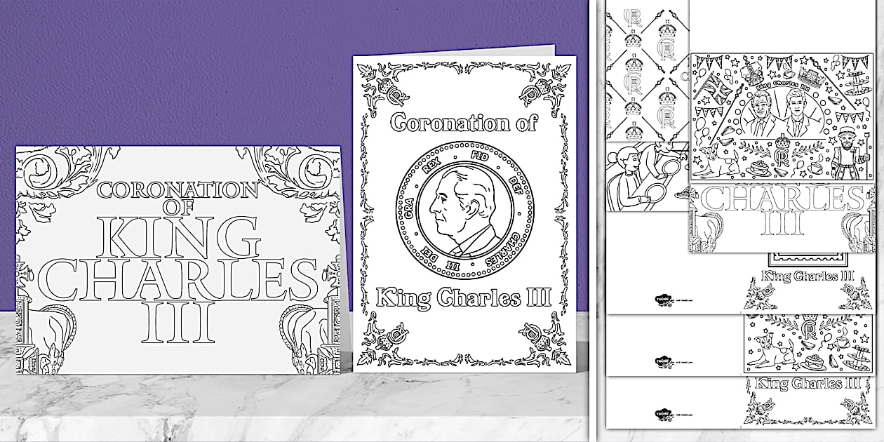 King Charles III Colouring Cards Pack | Twinkl Party