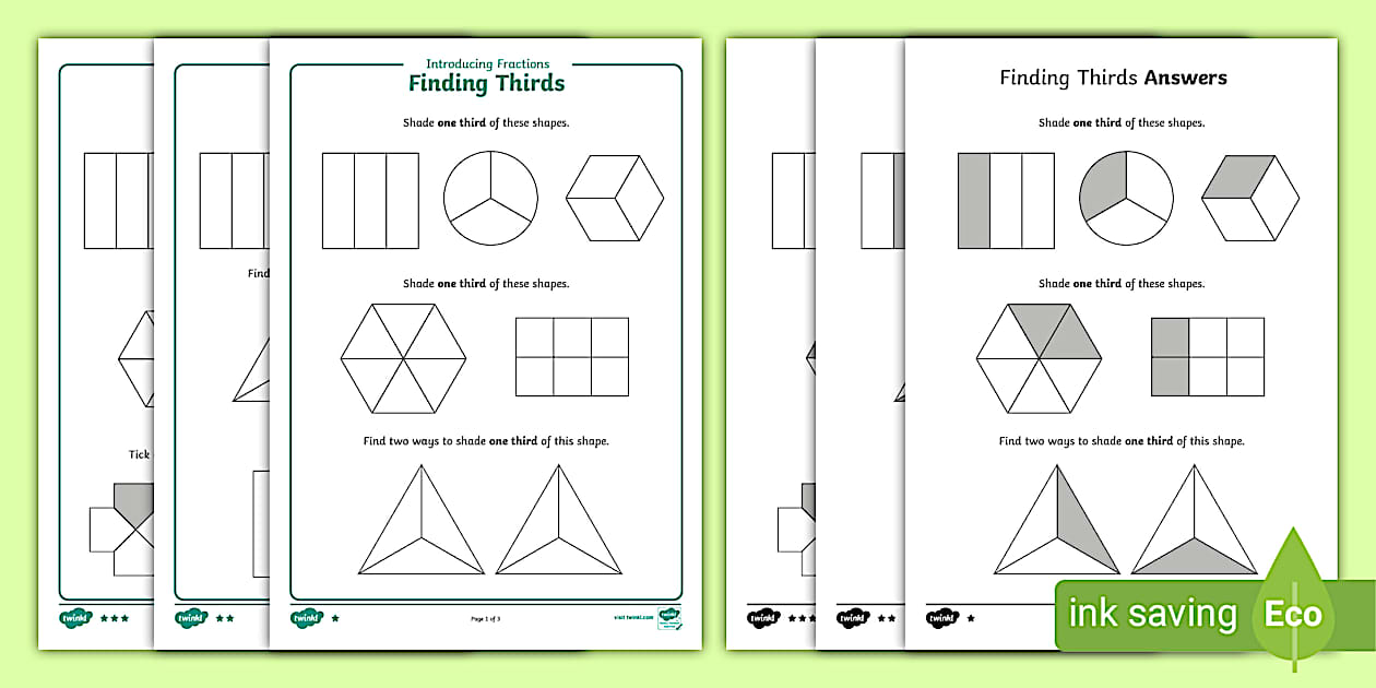 Introduction To Fractions Finding Thirds Teacher Made