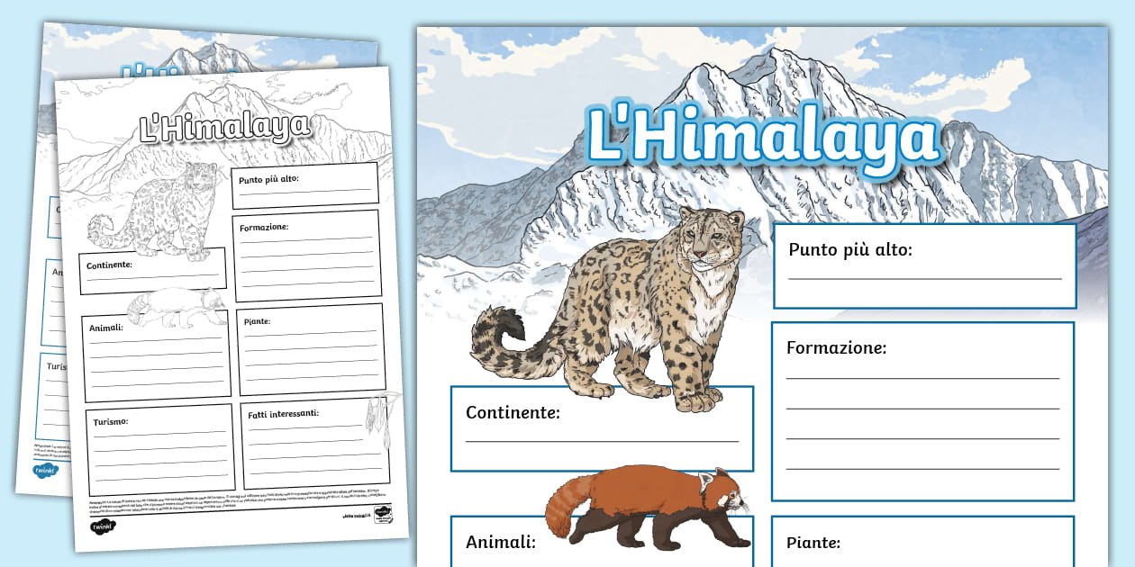 Modello di scheda informativa: L'Himalaya (Teacher-Made)