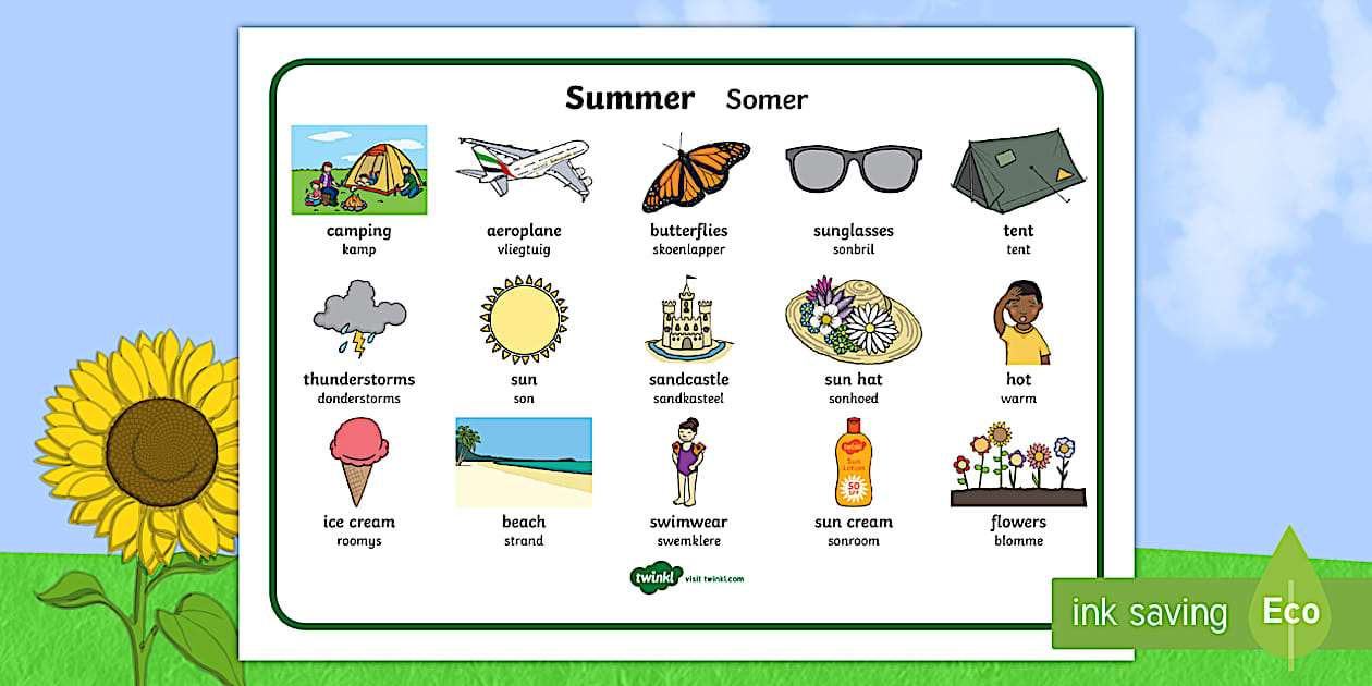 Summer Word Mat (teacher made) - Twinkl