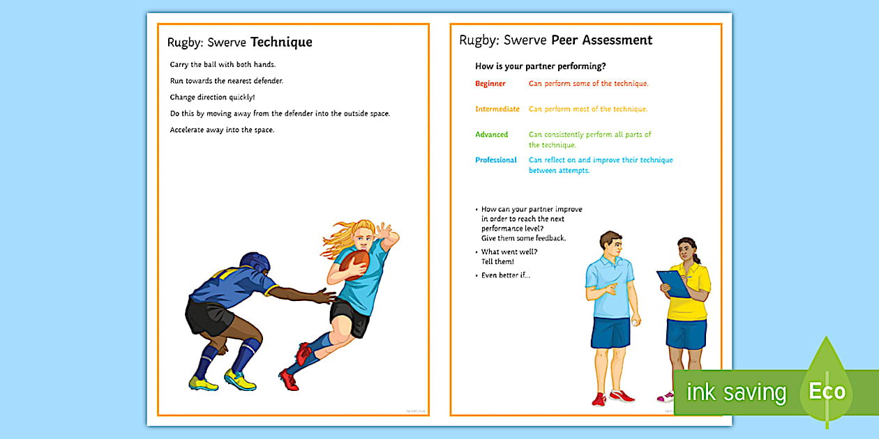 Rugby: Swerve Technique Card Worksheet / Worksheet - Twinkl