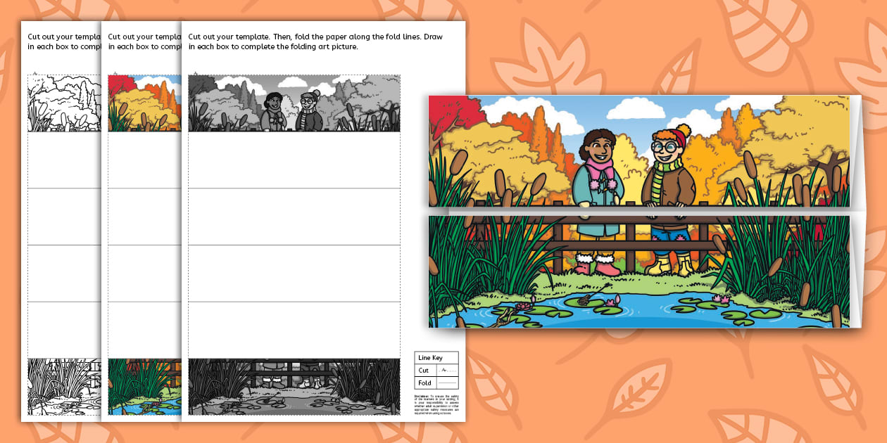 Fall Scene Folding Art Template (professor feito) - Twinkl