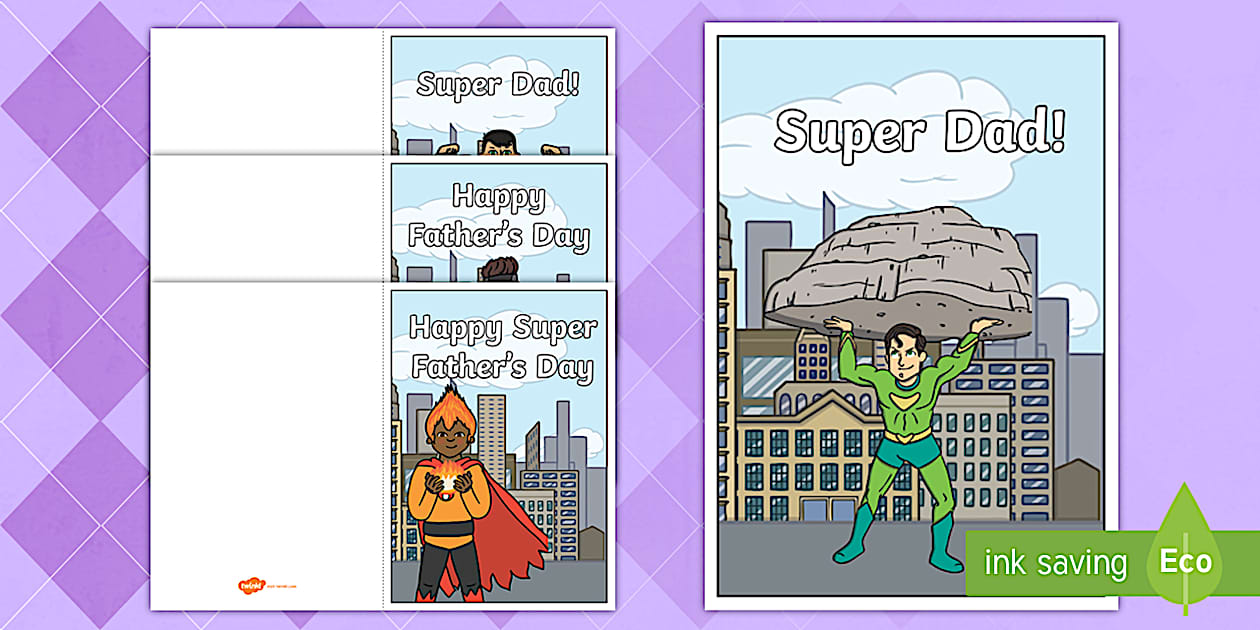 Editable Superhero Father's Day Cards (teacher made)