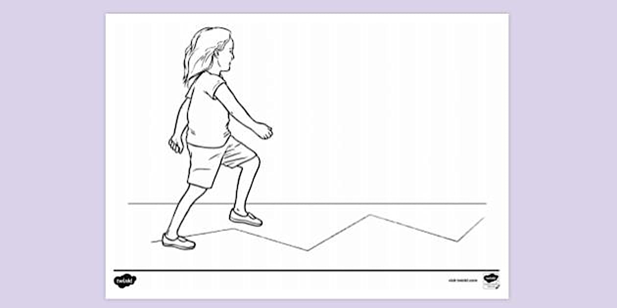 Marching Along a Line Colouring Page