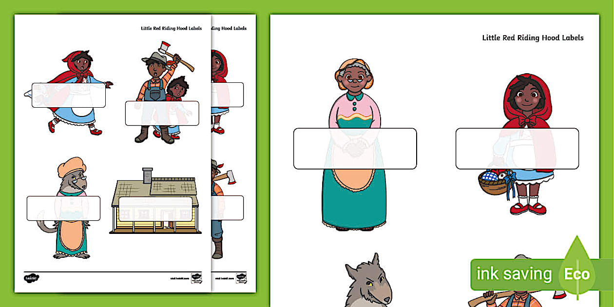 Editable Self-Registration Labels (Little Red Riding Hood)