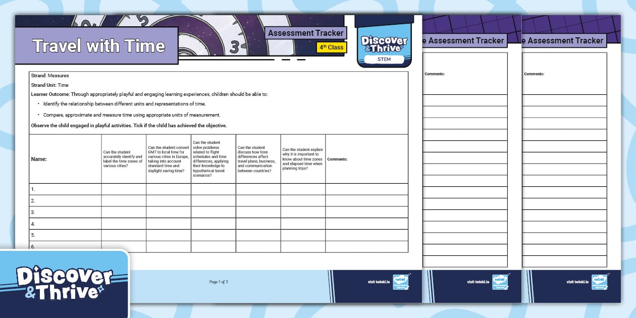 Travel with Time Assessment Tracker (teacher made) - Twinkl