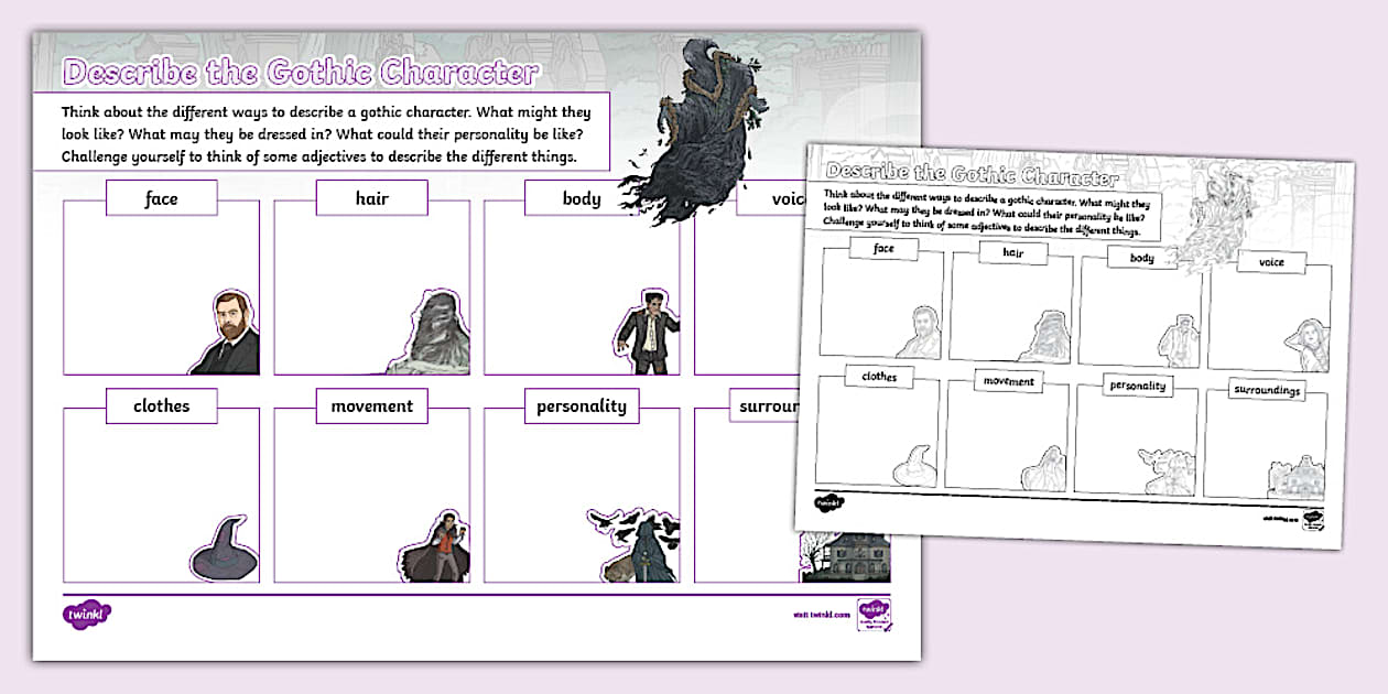 Gothic Character Adjectives Worksheet (teacher made)