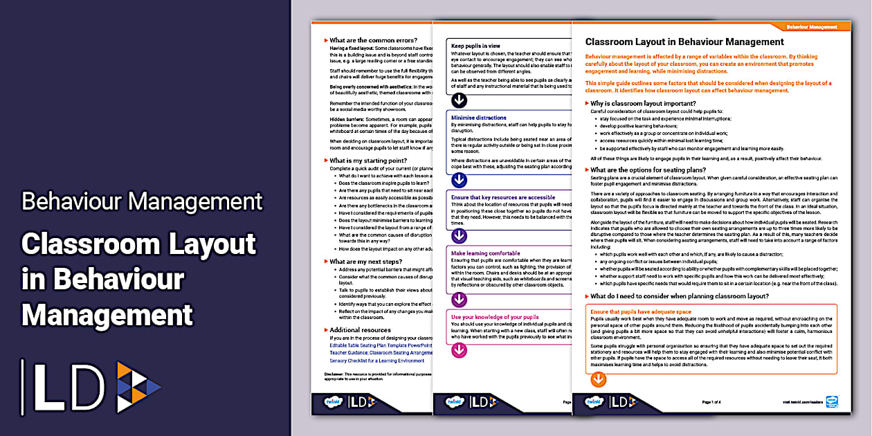 Classroom Layout in Behaviour Management - Leaders - Twinkl