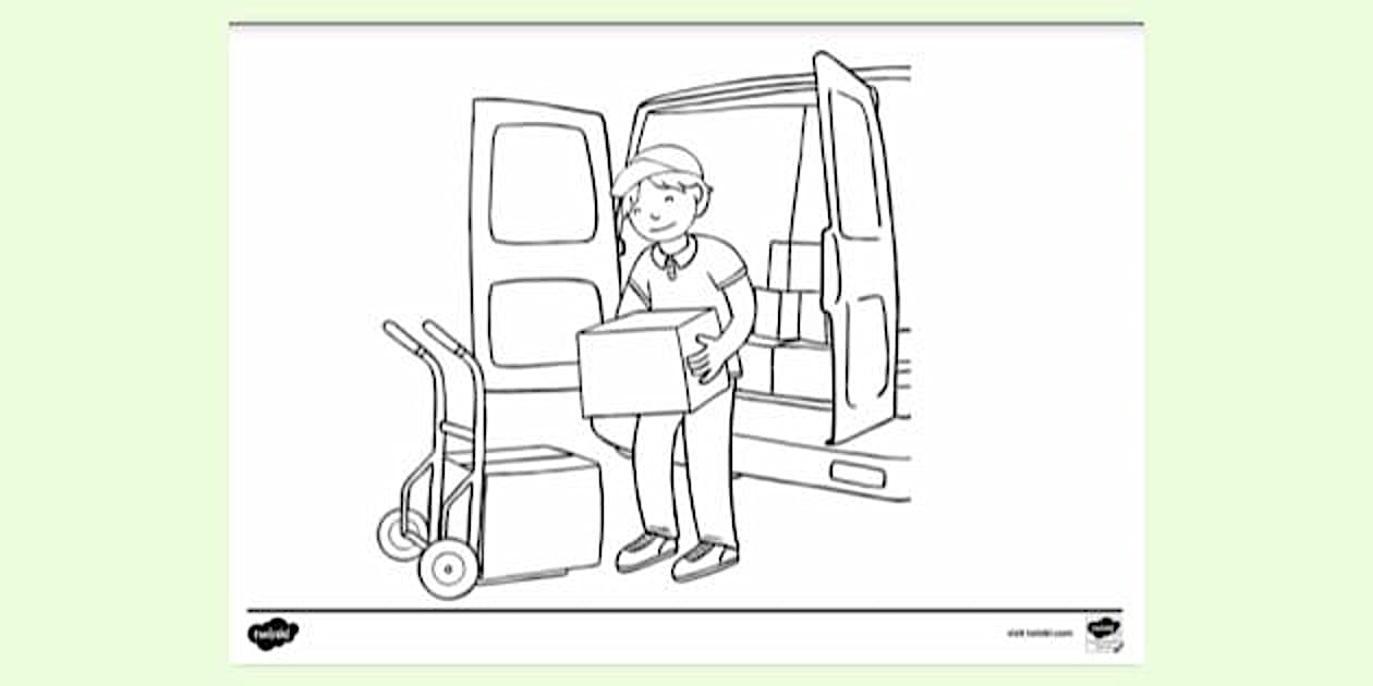 FREE! - Printable Delivery Van Colouring Sheet - Twinkl