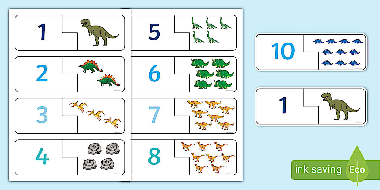 Dinosaur Themed Counting and Matching Puzzle (teacher made)