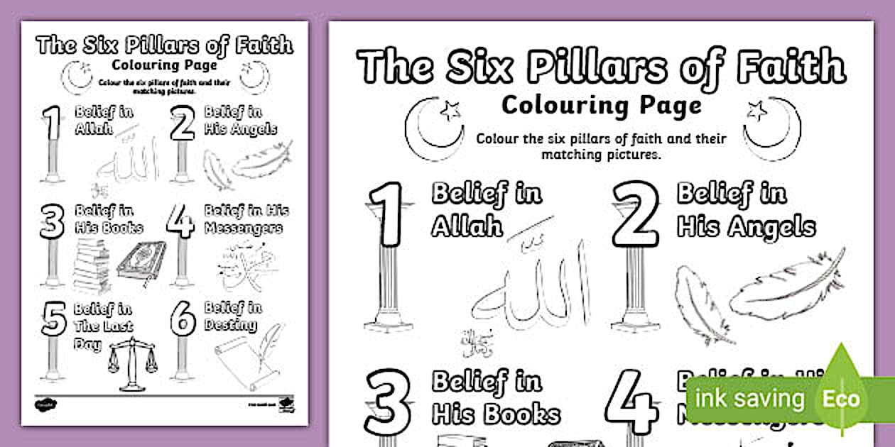 The Six Pillars of Faith Coloring Page (Teacher-Made)