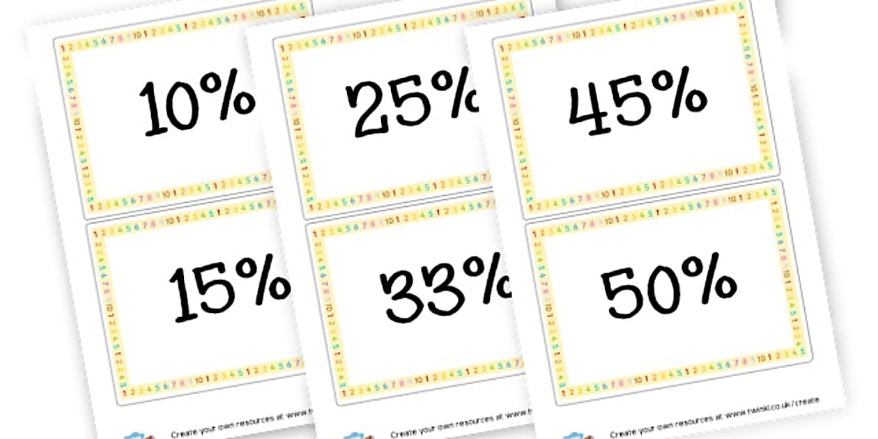 Percentage Cards for KS2 Math - Teaching Resources - Twinkl