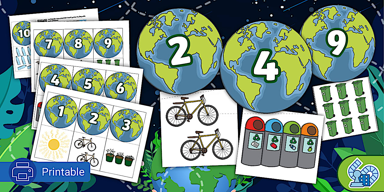 Earth Day Counting Game - Number Matching - Earth Day 2022