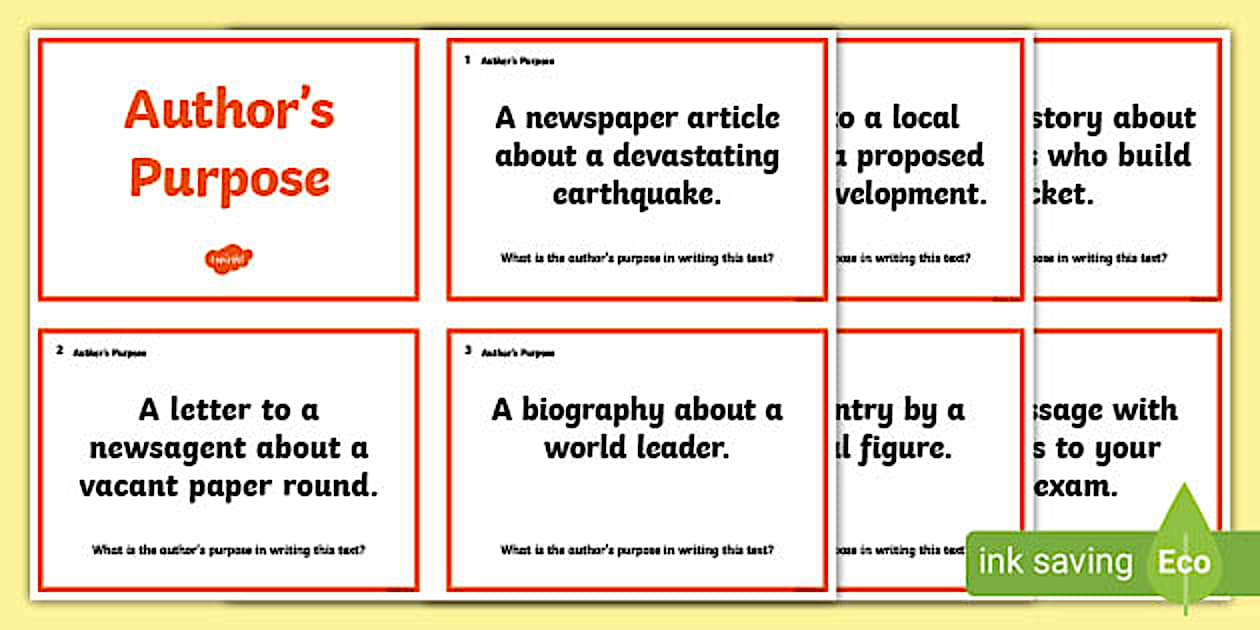 Cursive Guided Reading Skills Task Cards Author's Purpose