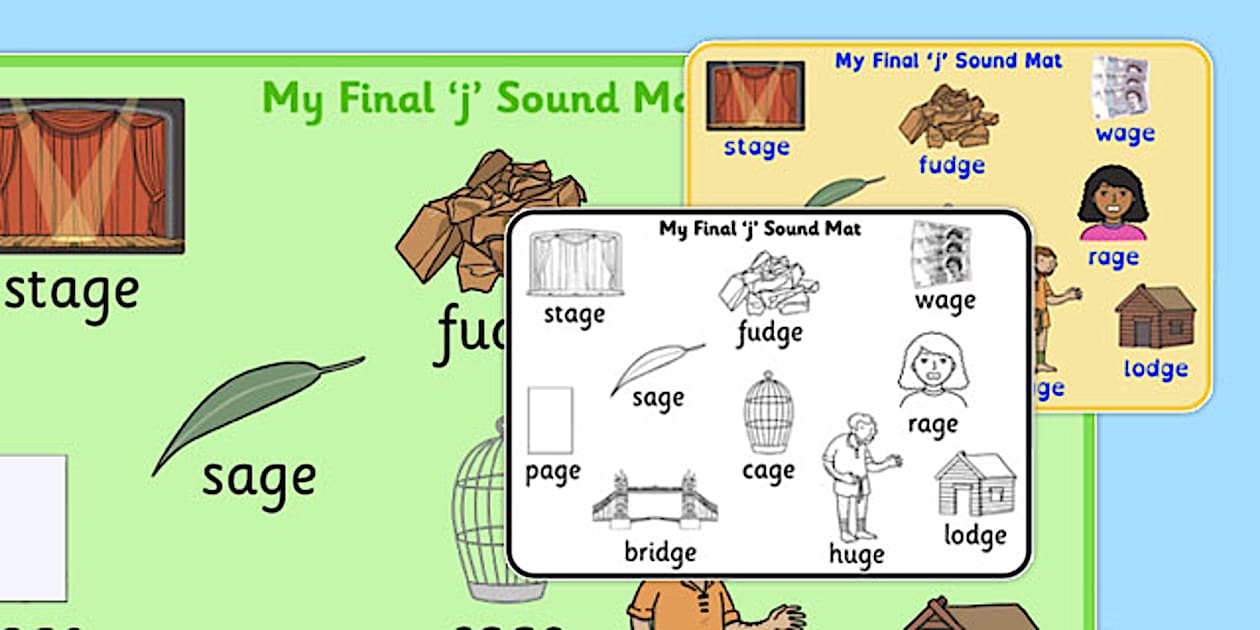 Dyslexic Final 'J' Sound Word Mat (teacher made) - Twinkl