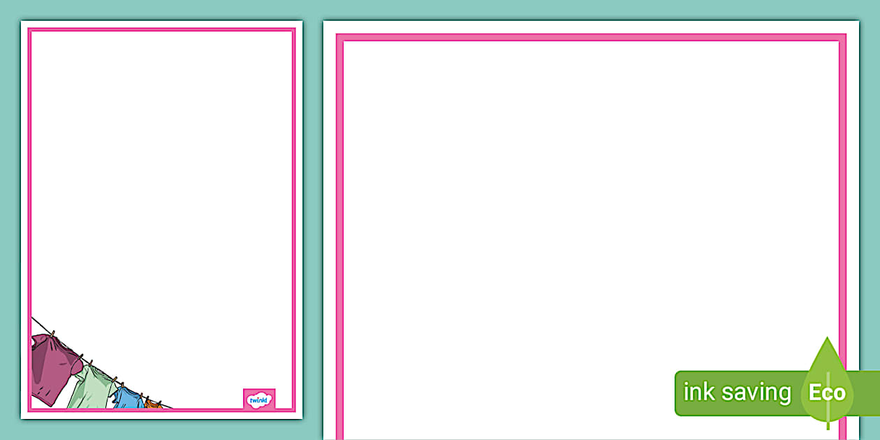 Editable Towels on Washing Line Page Border (teacher made)