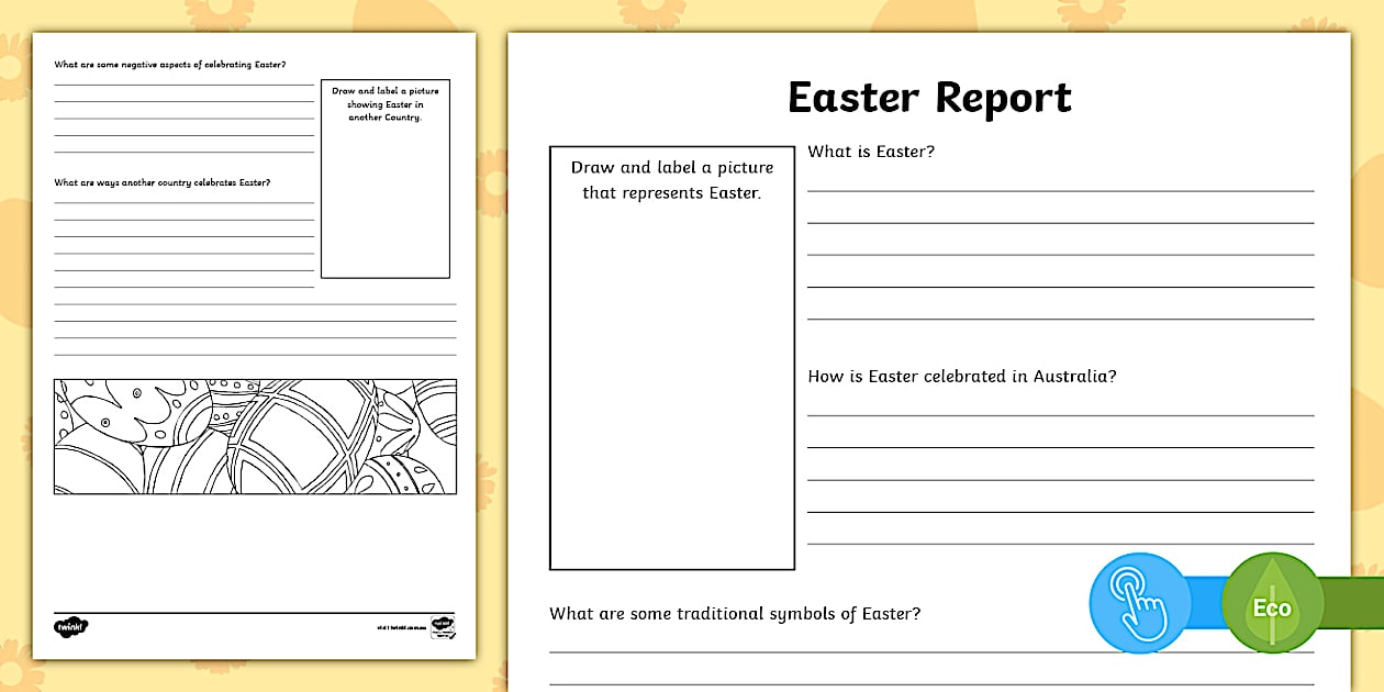 Easter Report Writing Worksheet (Hecho por educadores)