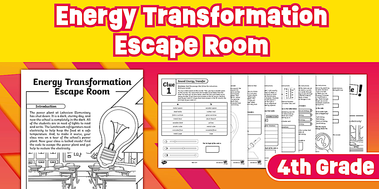 Fourth Grade Energy Transformation Escape Room