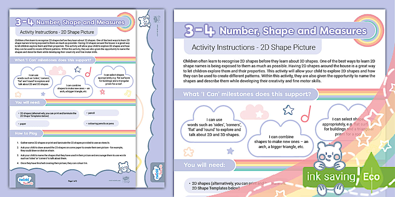 3-4 Years Number Shape Measures 2D Shape Picture - Twinkl
