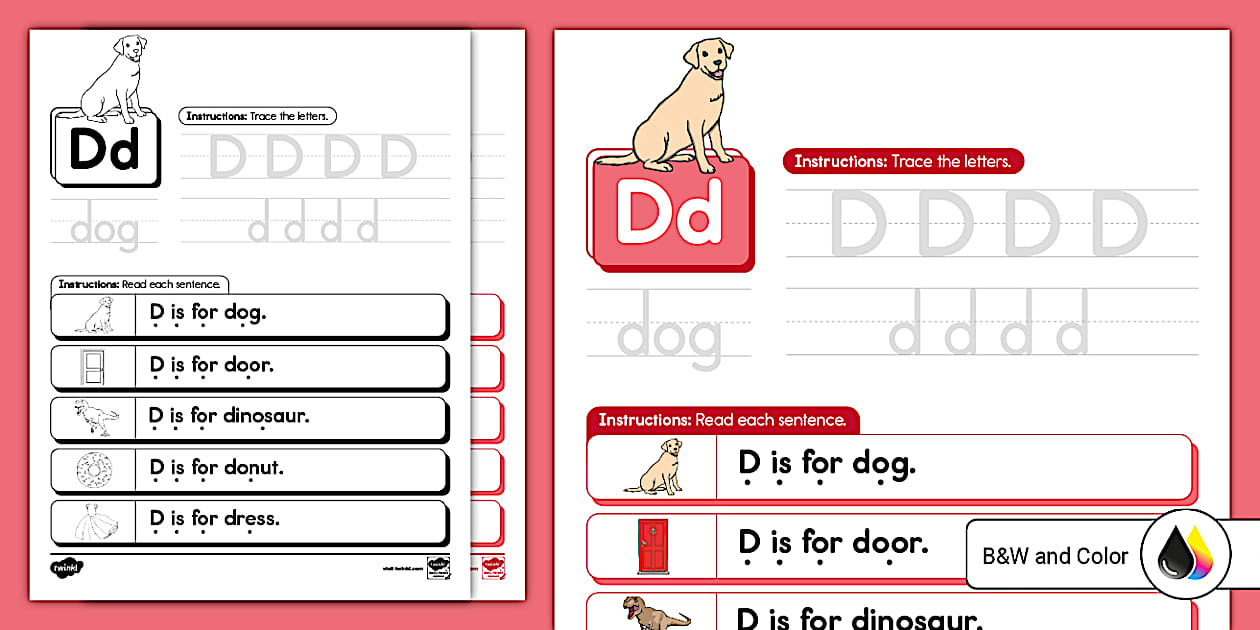 Letter D Fluency Sentences for ELL Alphabet Worksheet